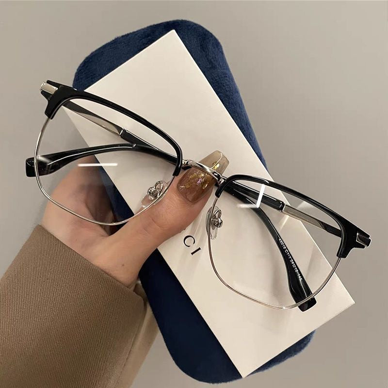 FASHIONABLE RETRO HALF-FRAME PLANO MYOPIA GLASSES – usoptigaze